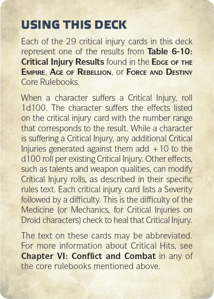 Star Wars RPG Moments Come To Life With Critical Injury & Hit Decks ...
