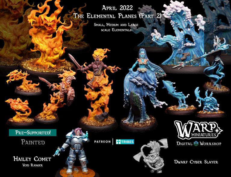Warp Miniatures Summon Fire & Water Elementals On Patreon – OnTableTop ...