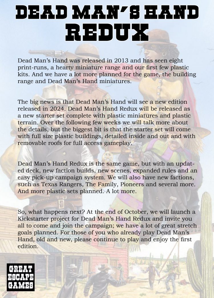 Great Escape Announce A NEW Old West; Dead Man’s Hand Redux ...